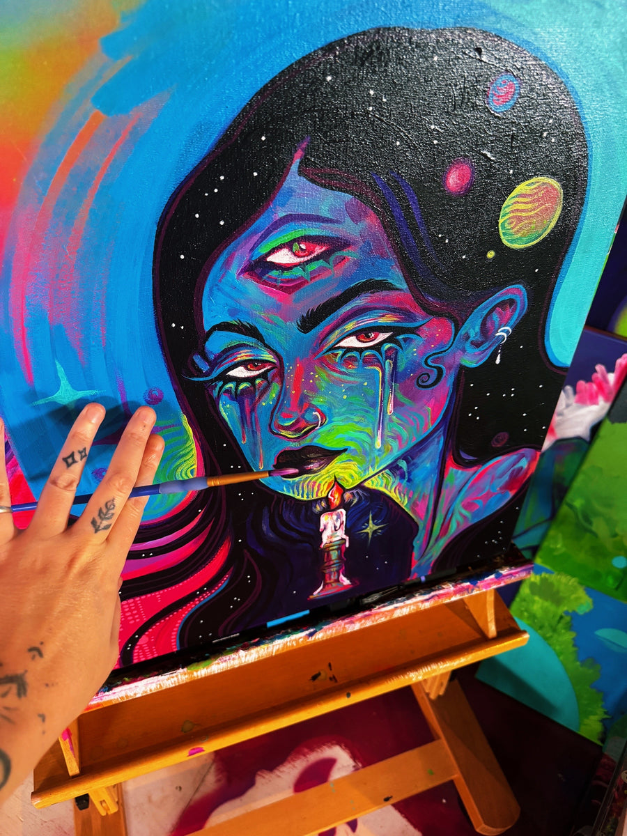'Late Nights' Original Acrylic Painting | Andi Astra – Spooky Girl