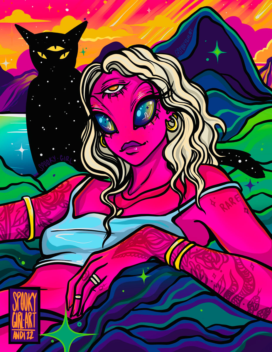 Mirror Mirror Alien Poster Print | Spooky Girl Art | Andi Astra