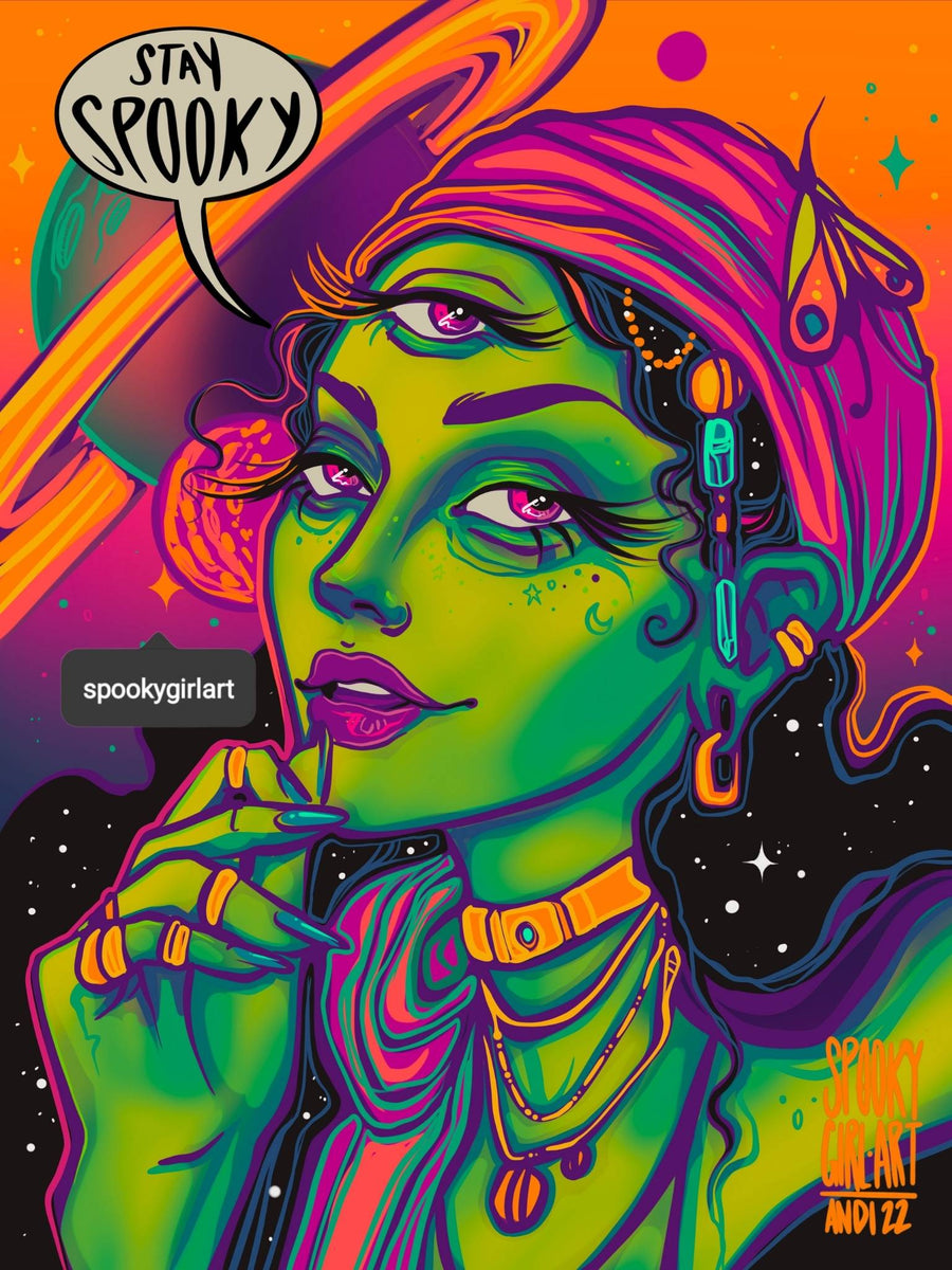 Stay Spooky Poster Print - Spooky Girl Art